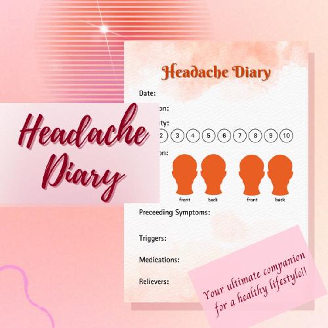 Minimalist Headache Migraine Tracker, Headache Diary, Headache Chart ...