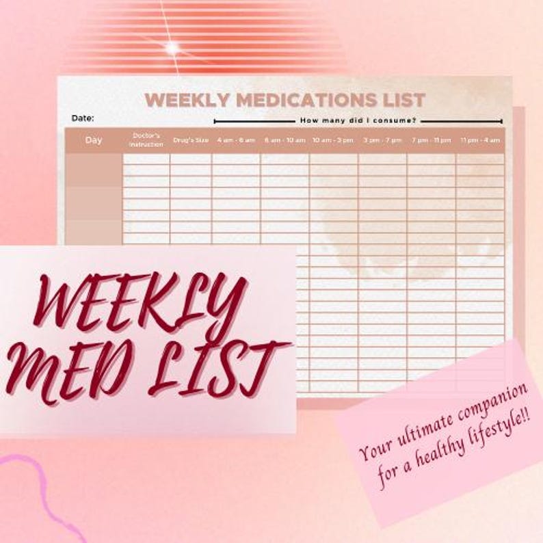 Printable Medication Tracker, Medicine List, Medication Log, Tracking ...