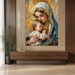Maria in Blue Cloak With Baby Jesus With Golden Halo, Wall Art. Blessed ...