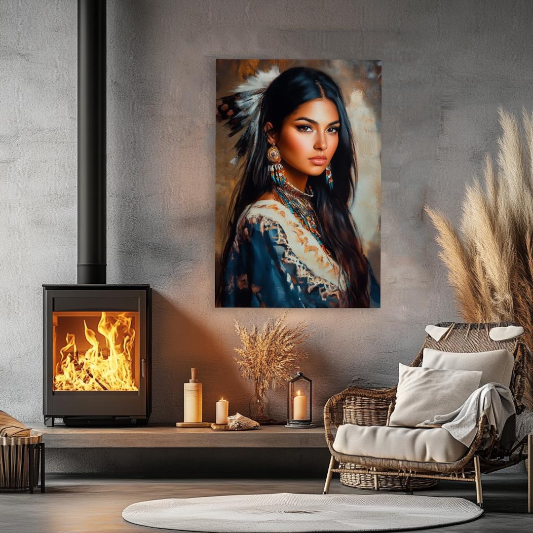 Native American Woman Portrait, Large Canvas Print. the Spirit of Wild ...