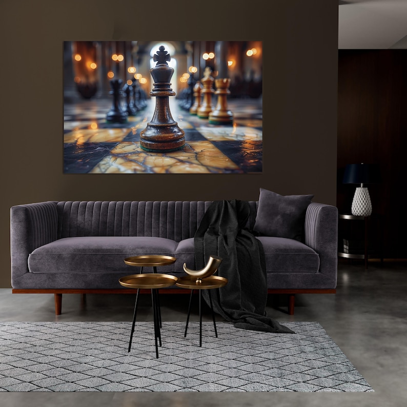 Classic Intellectual пame сhess, Wall Art. Chess, Canvas Print. Black ...