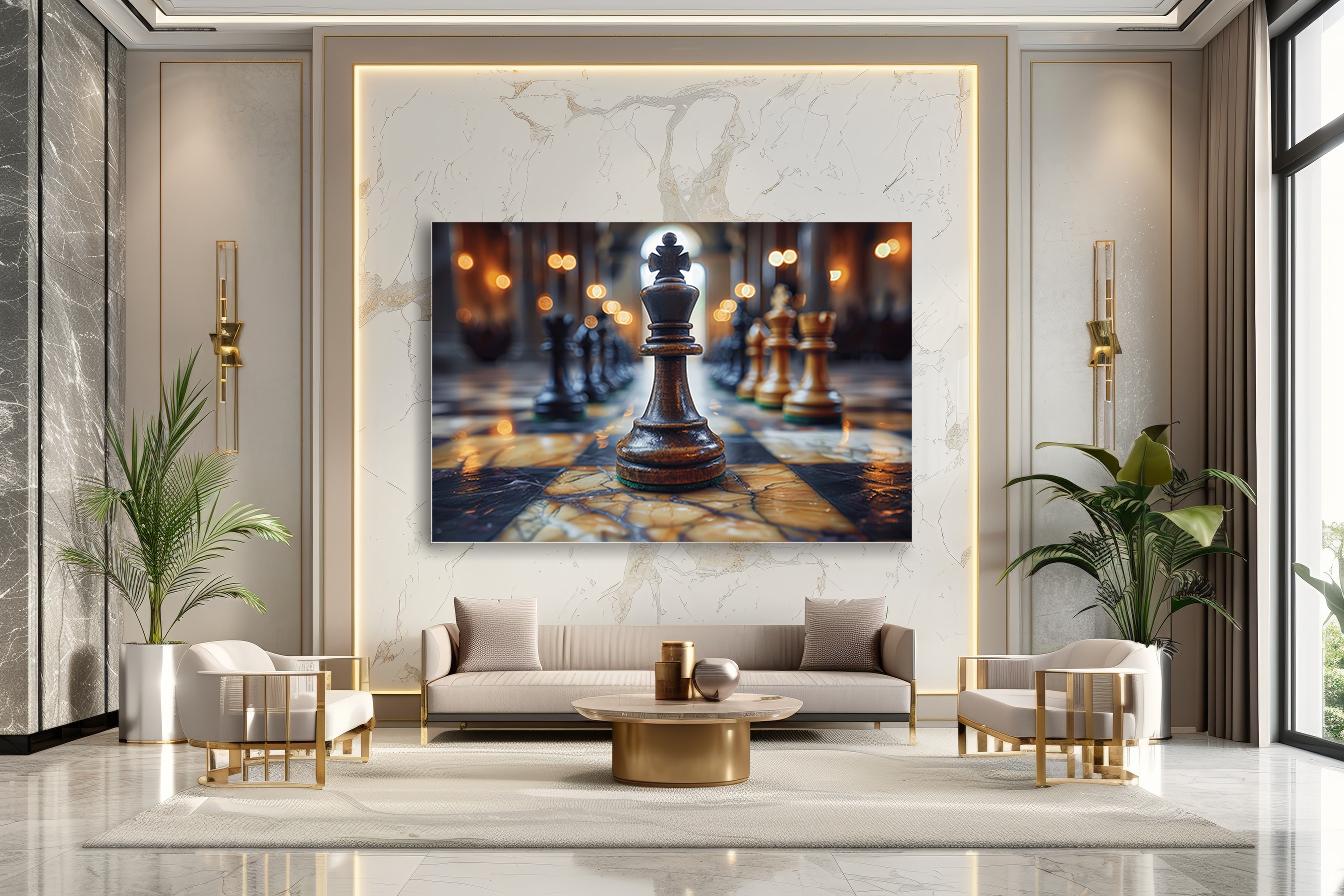 Classic Intellectual пame сhess, Wall Art. Chess, Canvas Print. Black ...