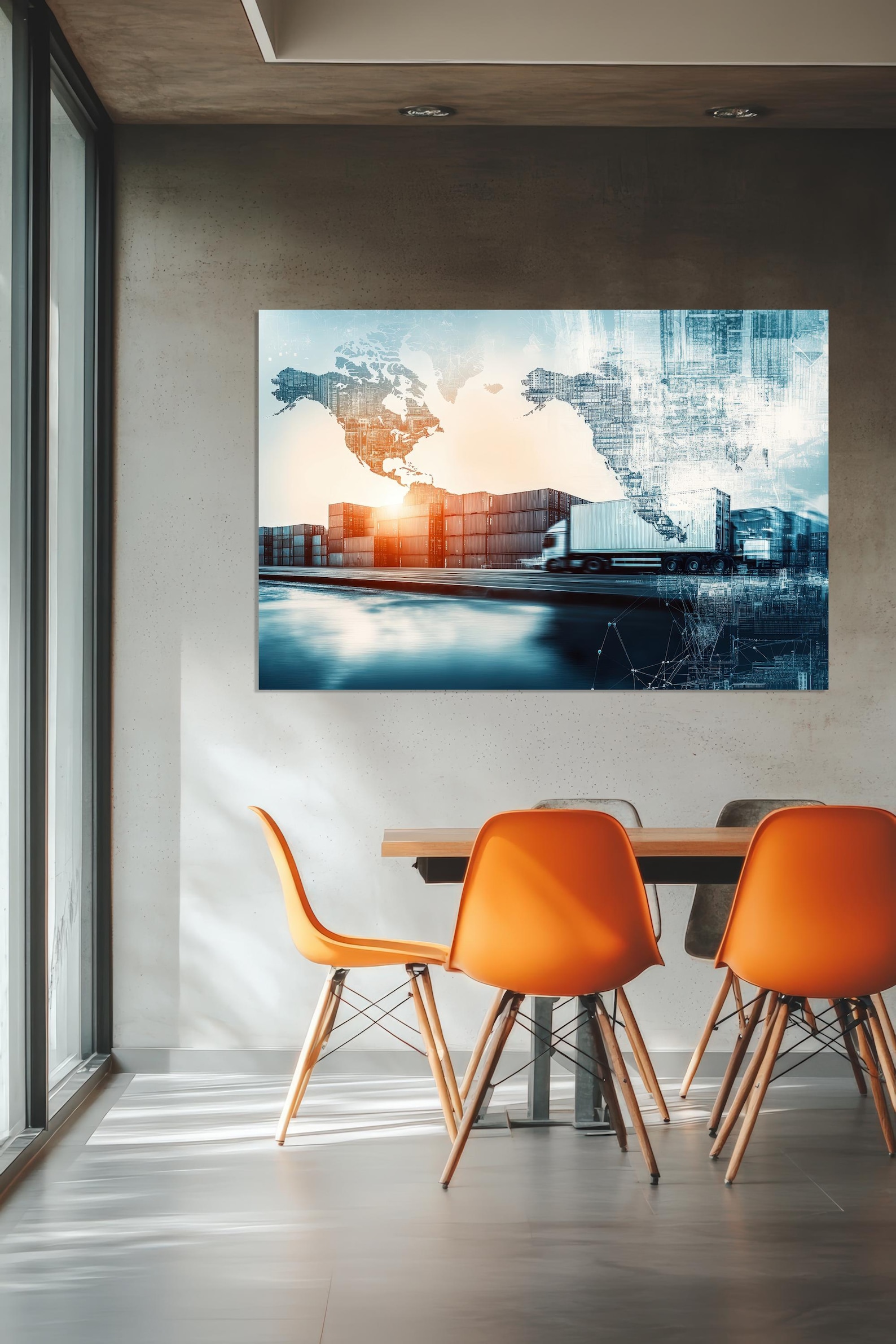 Global Logistics Truck Canvas Print. Modern Industrial Transportation ...