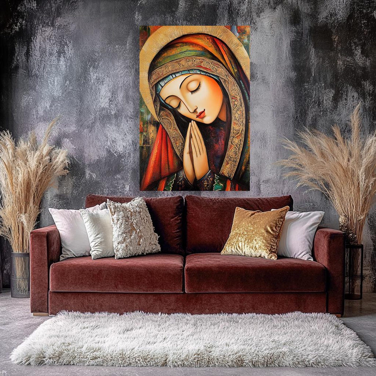 Praying Mary, Canvas Print. Blessed Virgin Maria, Religious Artwork ...