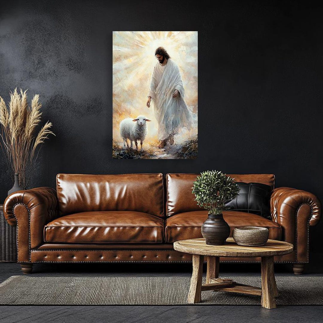 Good Shepherd, Icon Painting Print. Jesus Christ in White Robes ...