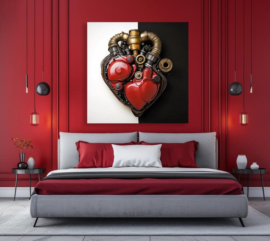 Mechanical Turbo Heart Made of Car Pistons, Exhaust Pipes, Engine ...