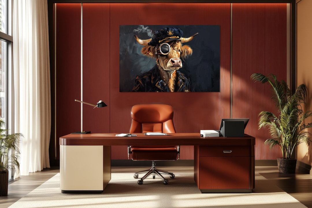 A Bull, One-eyed Sailor, With Horns, on Black Background, Wall Art ...