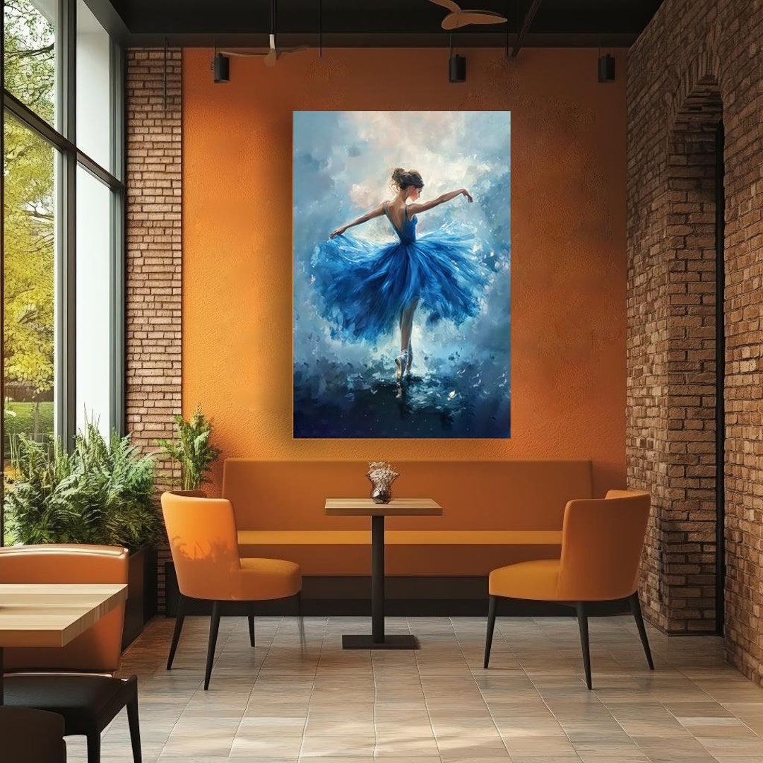 Ballerina in Blue Ballet Tutu, Canvas Print. Ballet Dancer, in Dance ...