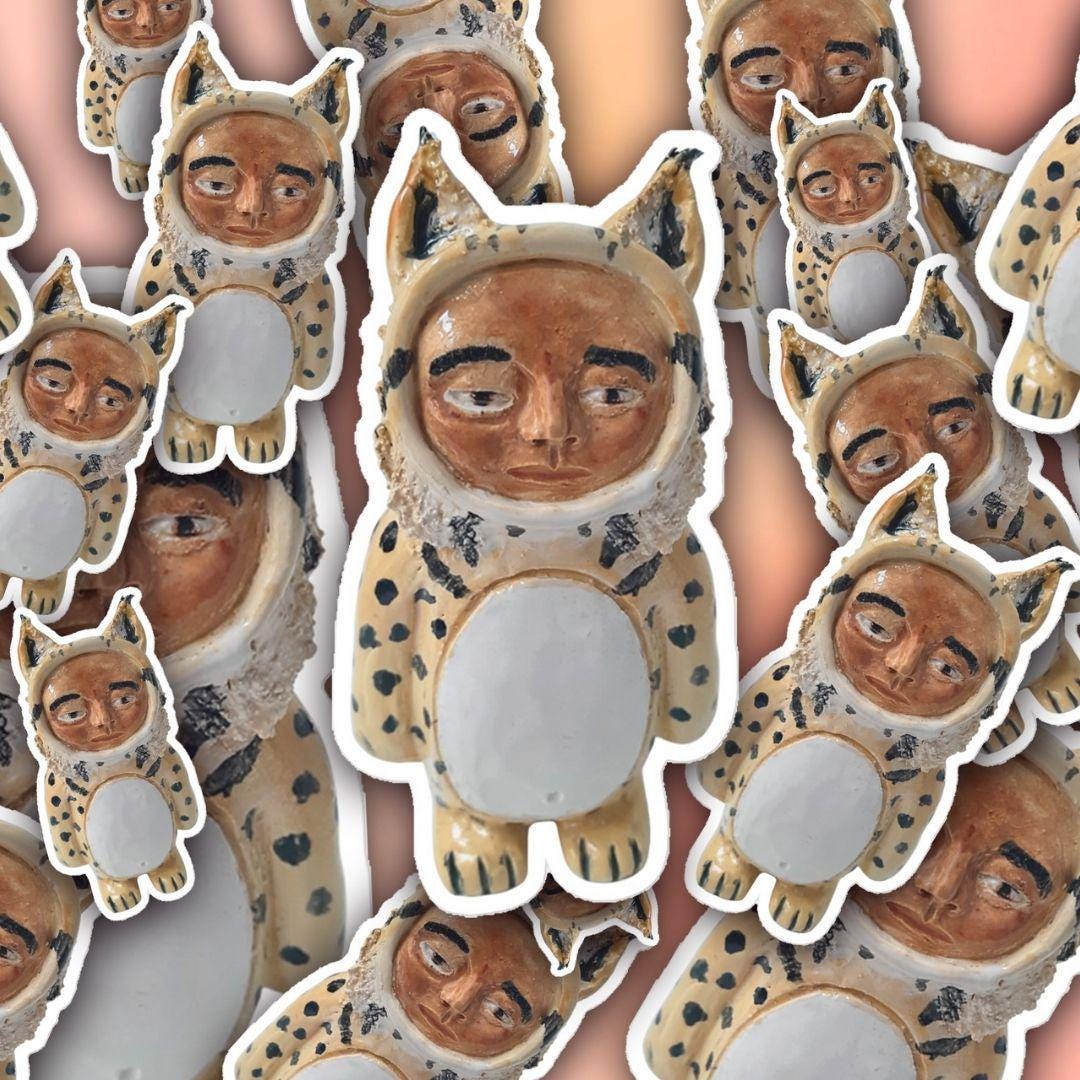 Lynx Sticker Moody Face Three Sizes Laptop Decor Bubble-free Cute Lynx ...