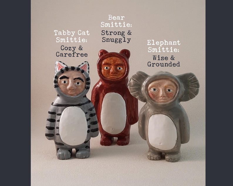 Ceramic Figurines Handmade Hybrid Animal Sculpture Emotional Support ...