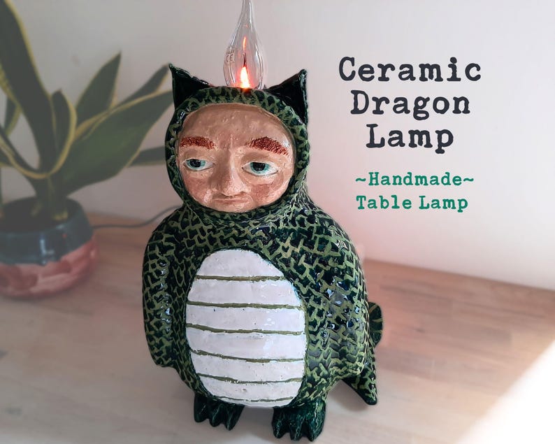Dragon Table Lamp Ceramic Desk Lamp Handmade Standing Lamp for Mystical ...