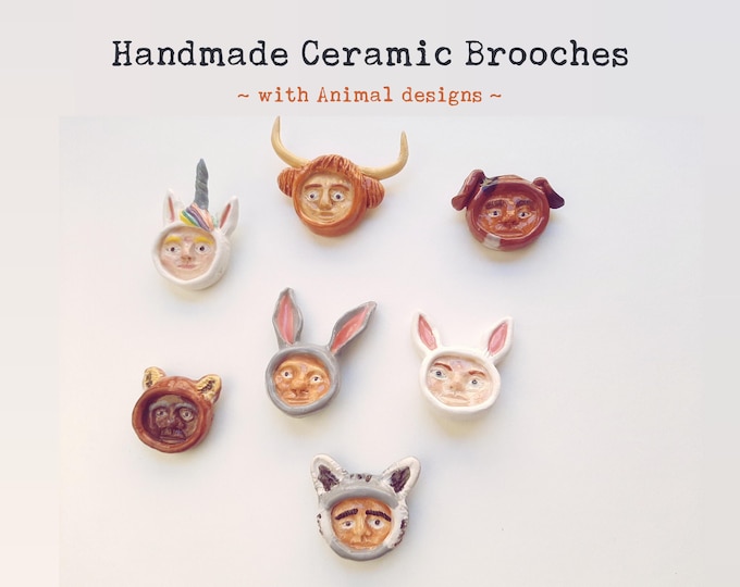 Dai Li Jewellery Little Head Face Handmade Porcelain Ceramic Brooch - Etsy