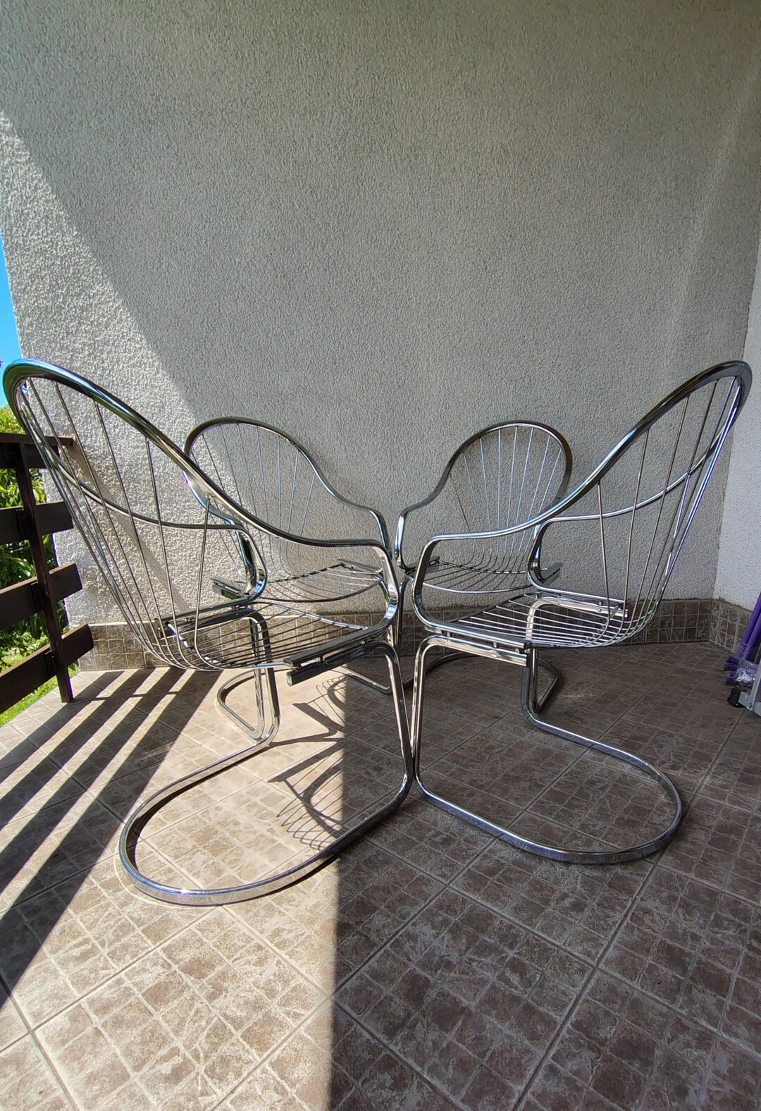 Rinaldi Gaston Mid Century Set of Four Chrome Chairs/italy 1970s/ Mid ...