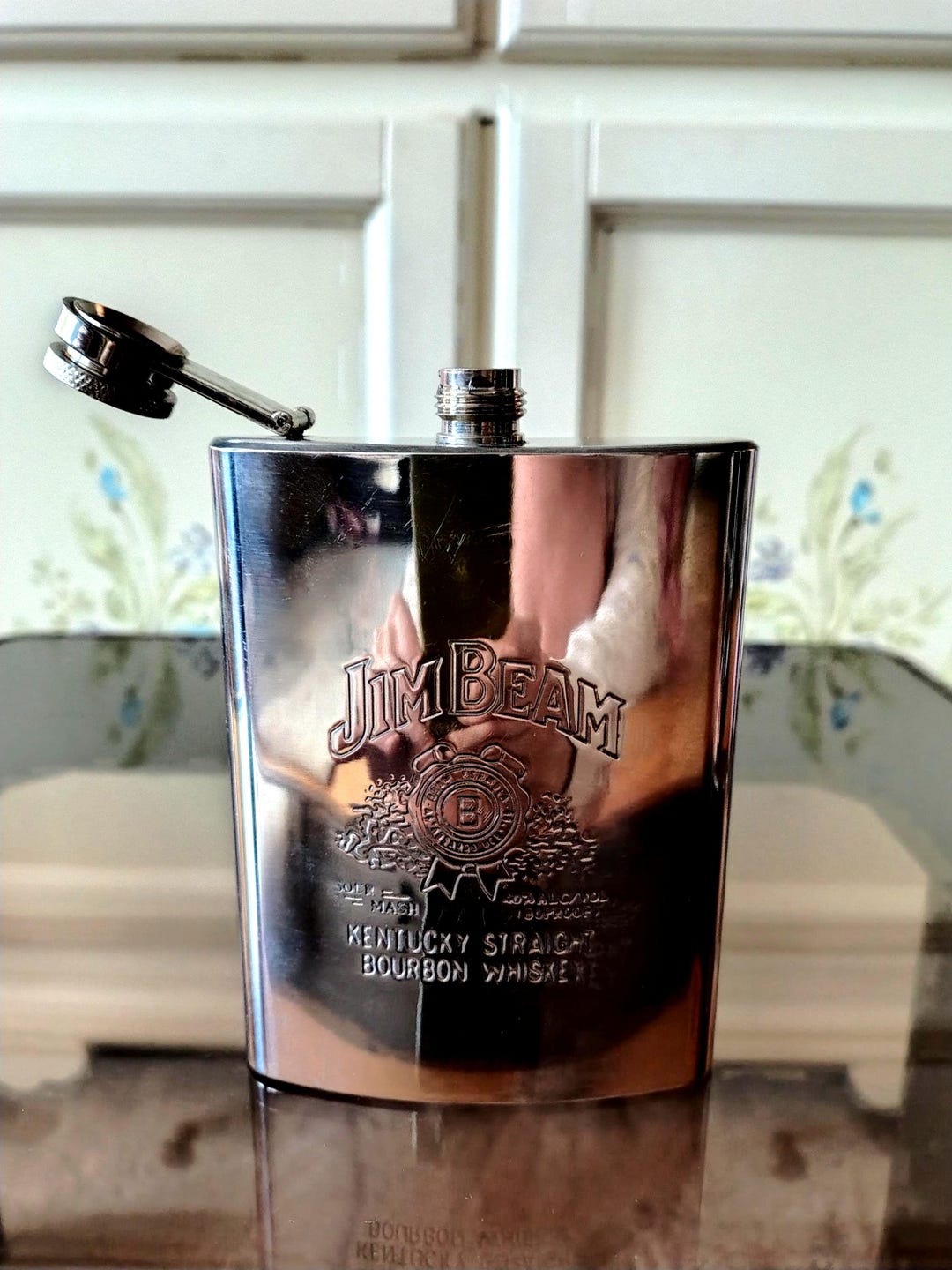 Vintage Flask - 1980s Jim Beam Kentucky Straight Bourbon Whiskey 8 OZ ...