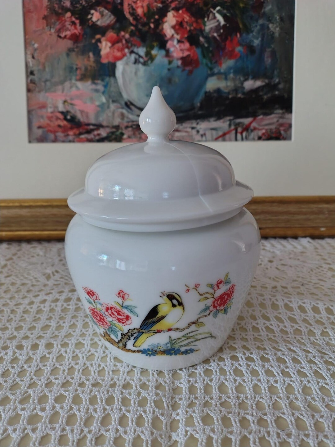 Vintage AVON Jar, White Glass With Lid and Scented Candle - Etsy