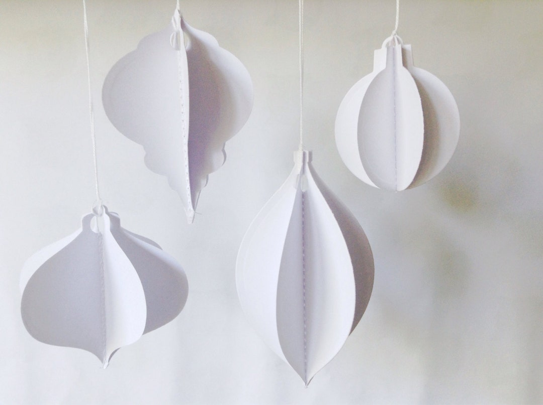 Vintage Style 3D Paper Baubles - Set of 4 Choose Your Shape and Colour ...