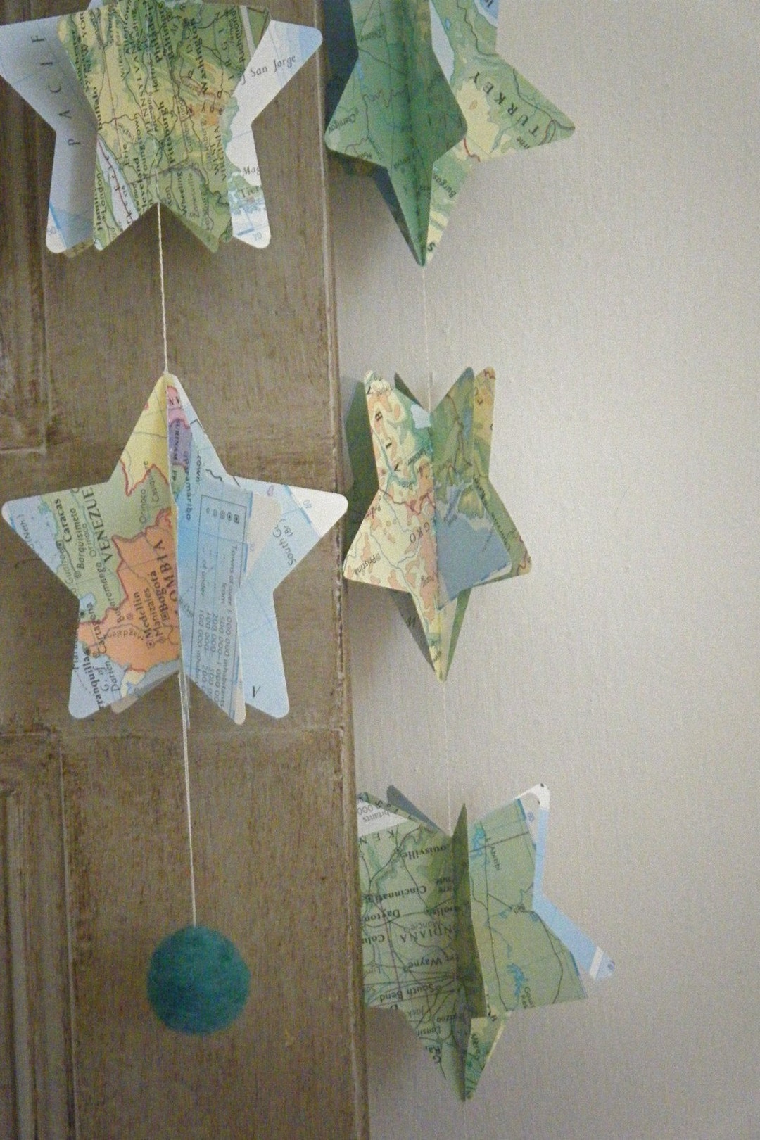 Map Paper Mobile, Map Stars, Paper Star Mobile, Paper Decoration ...