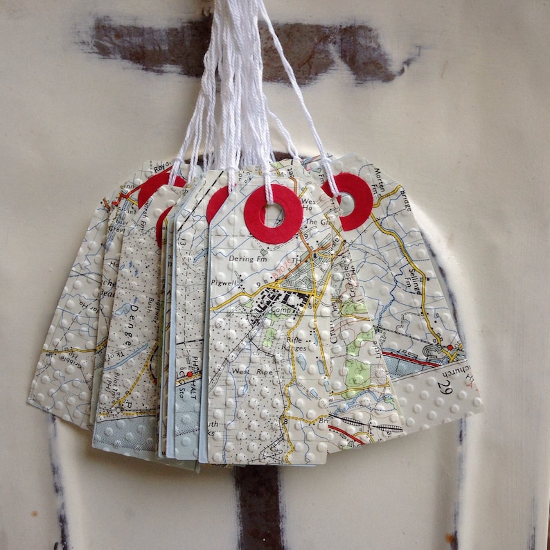 Vintage Map Gift Tags English Map 1959 Set of 10 - Etsy