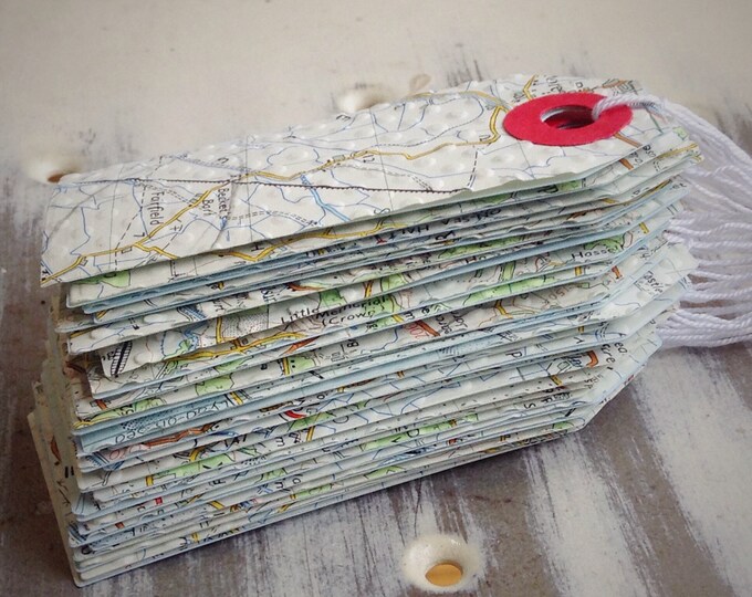 Vintage Map Gift Tags English Map 1959 Set of 10 Repurposed Map Gift ...