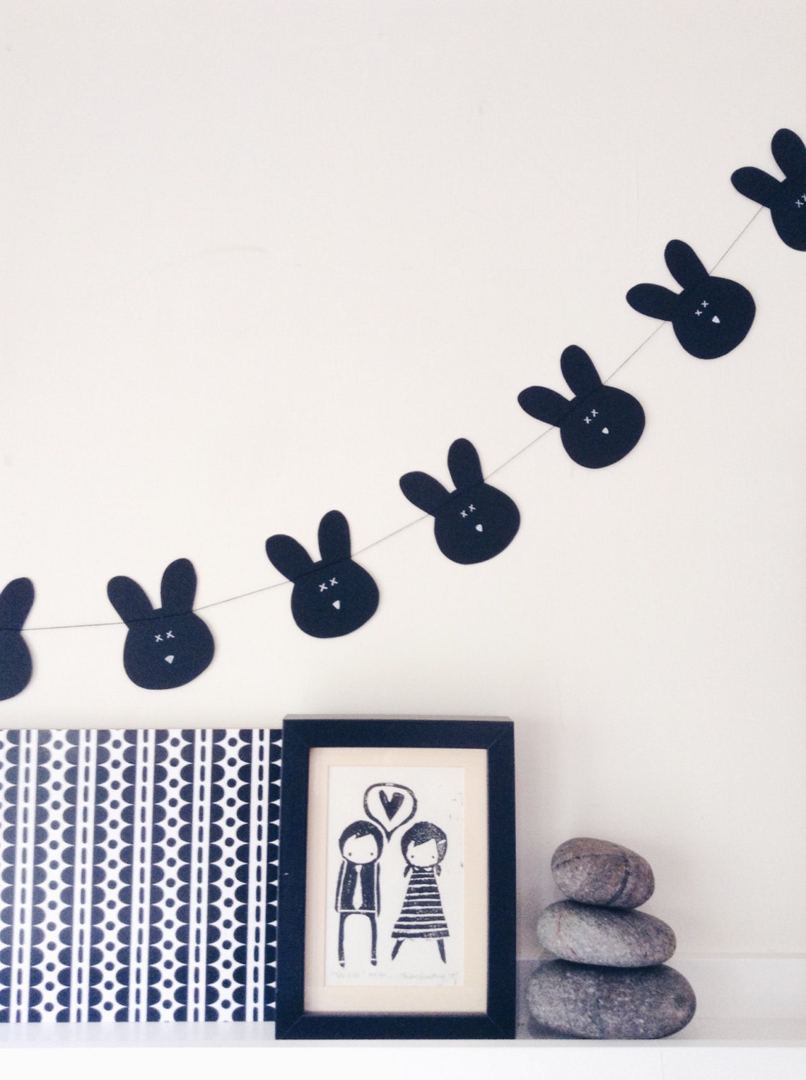 Bunny Garland Rabbit Garland Monochrome Garland Paper - Etsy