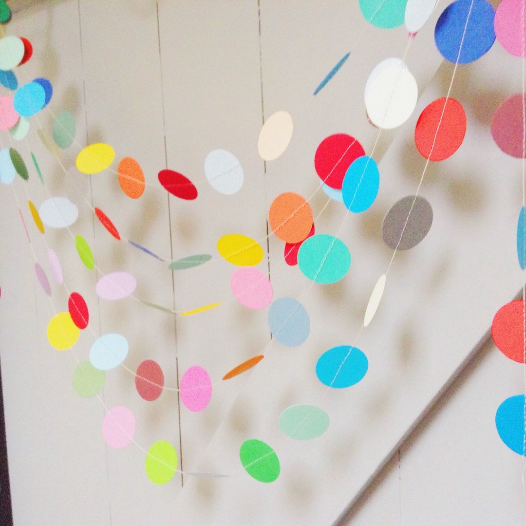 Colorful Paper Circle Garland: Party & Nursery Decoration 2" Circles - Etsy