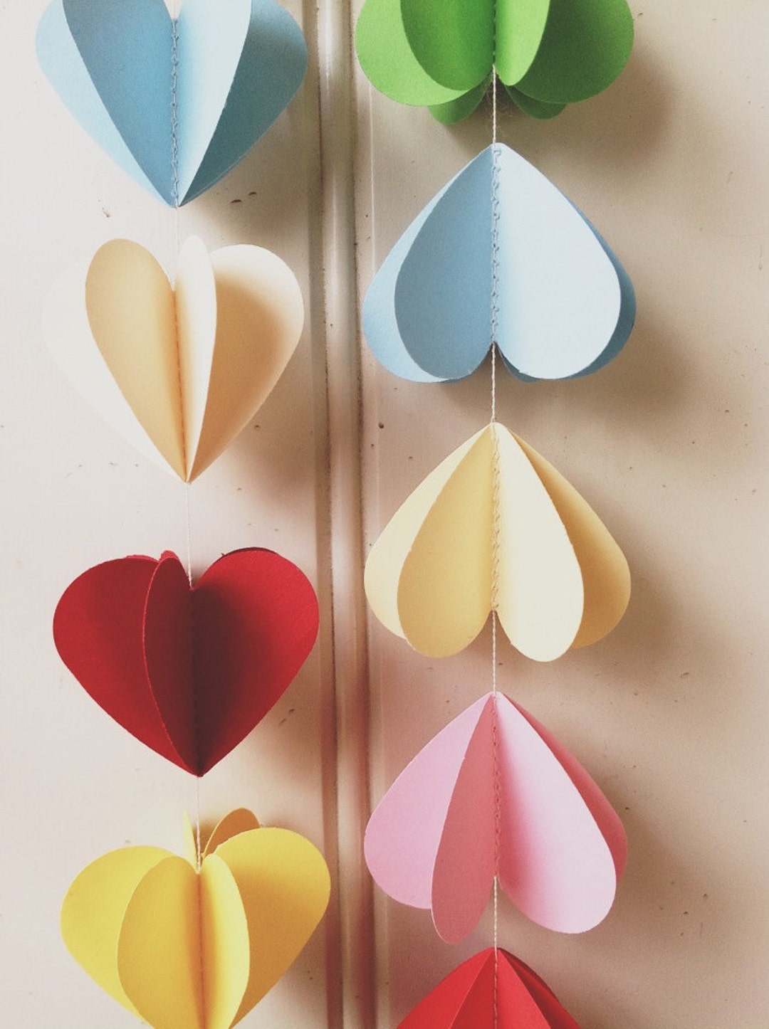 Rainbow Heart Strings 3D Paper Mobile - Etsy