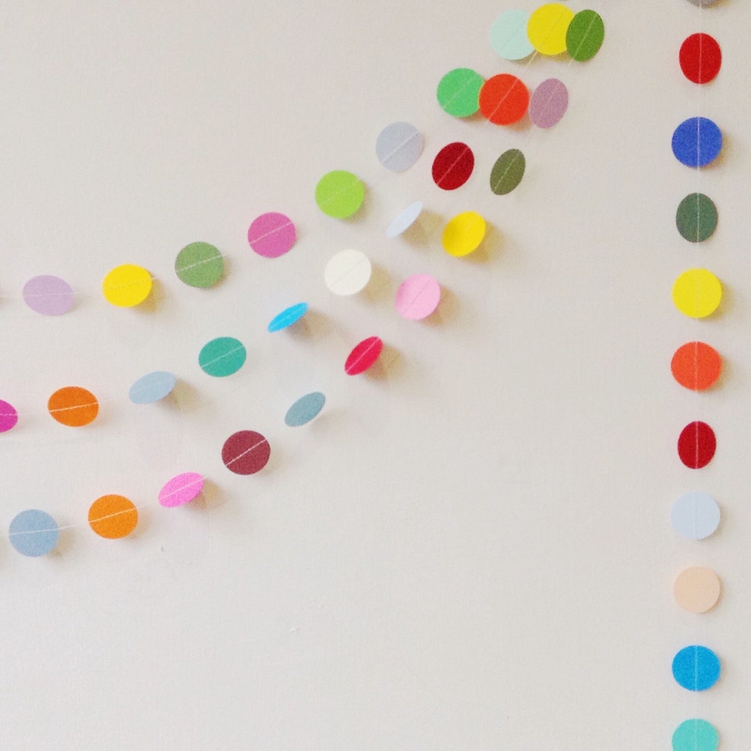 Colorful Paper Circle Garland: 1" Circles, Party Photo Prop, Nursery ...