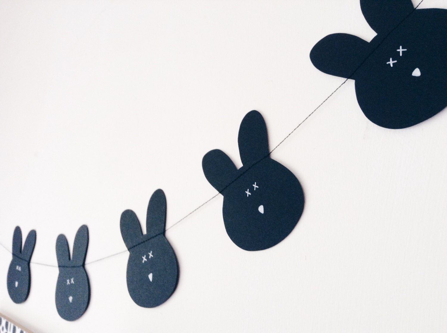 Bunny Garland Rabbit Garland Monochrome Garland Paper - Etsy