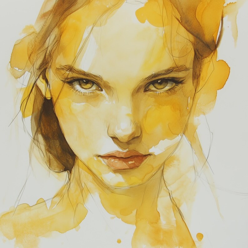 Abstract Women Watercolor Portrait - 5 High Quality Pngs - Digital ...