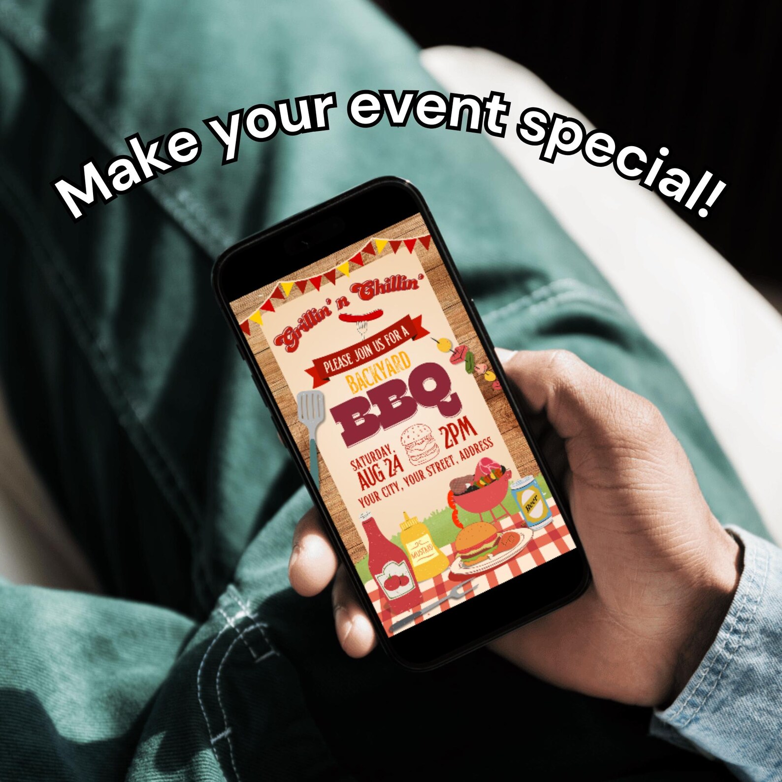 Editable Backyard BBQ Invitation, Barbecue Digital Invite, Outdoor ...