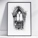 Castle Window Ruins Architecture Art Print | Pen Ink Illustration ...