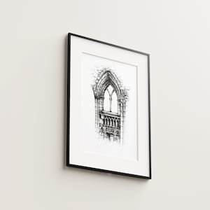 Castle Window Ruins Architecture Art Print | Pen Ink Illustration ...
