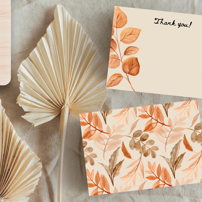 Autumn Thank You Note Card Template Fall Package Insert Aesthetic ...