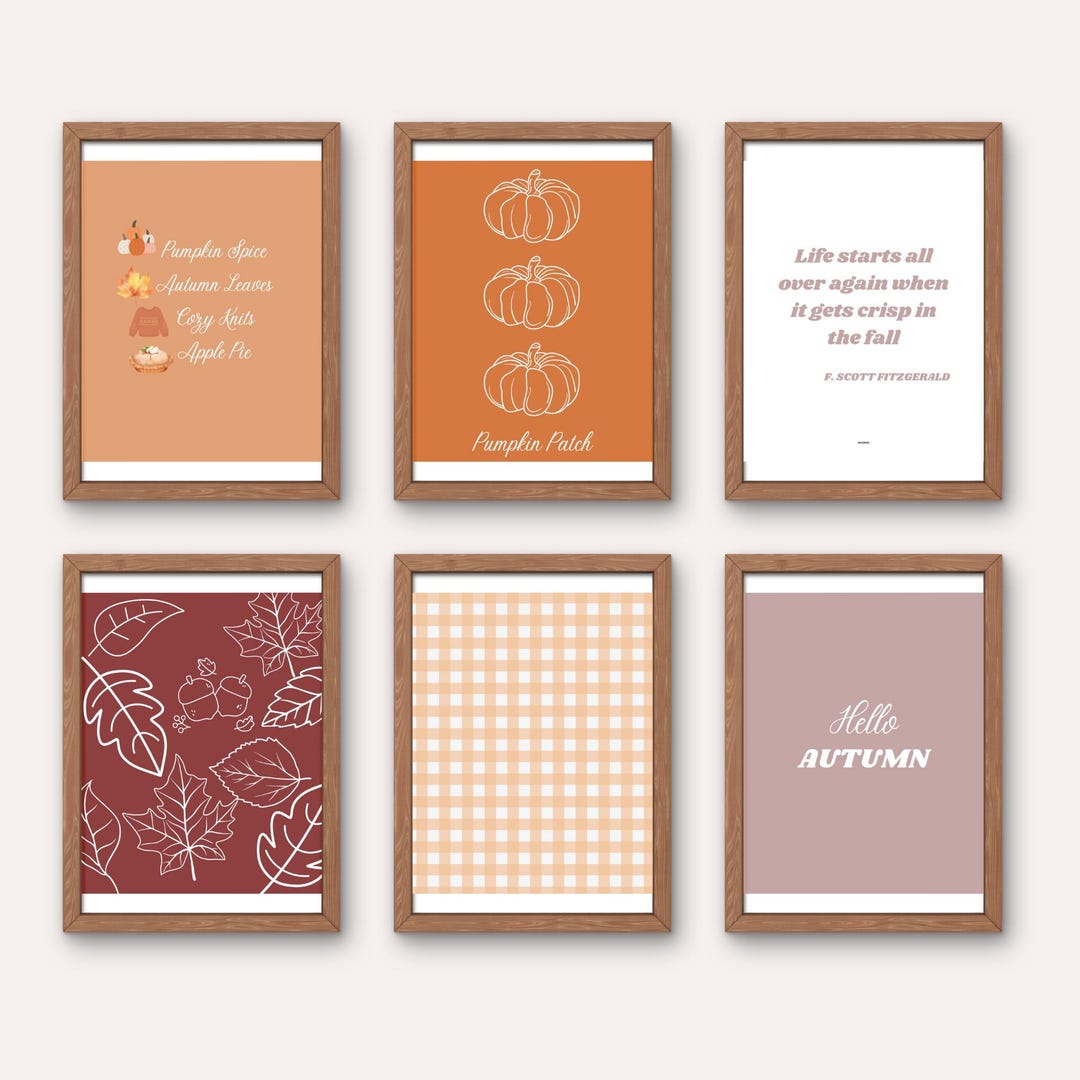Thanksgiving Gallery Wall Set | Set of 6 Art Prints | Autumn Stationary ...