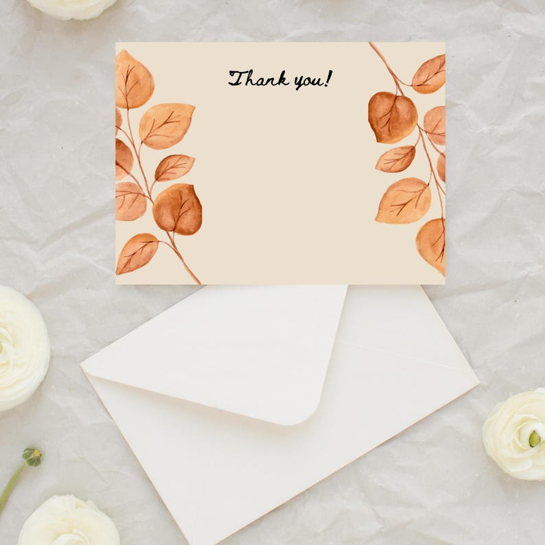 Autumn Thank You Note Card Template Fall Package Insert Aesthetic ...