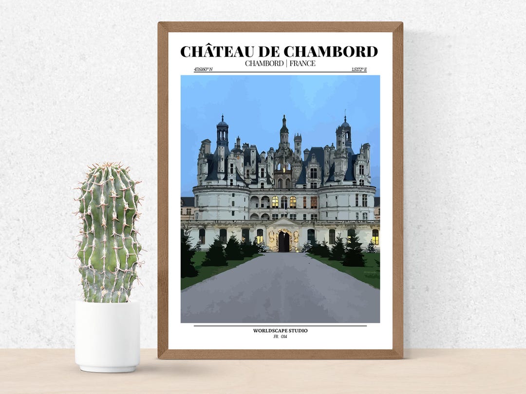 Affiche Château De Chambord France Impression Art Déco Loire ...