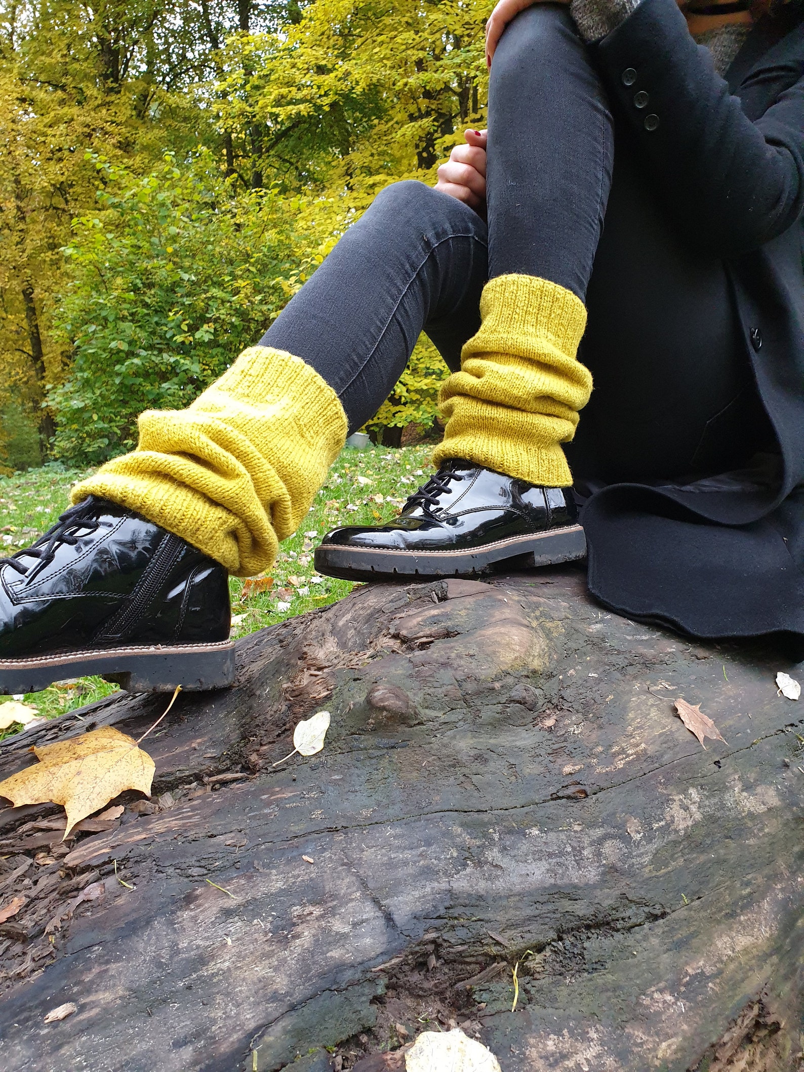 Yellow chunky leg warmers autumn fashion accessories yellow | Etsy