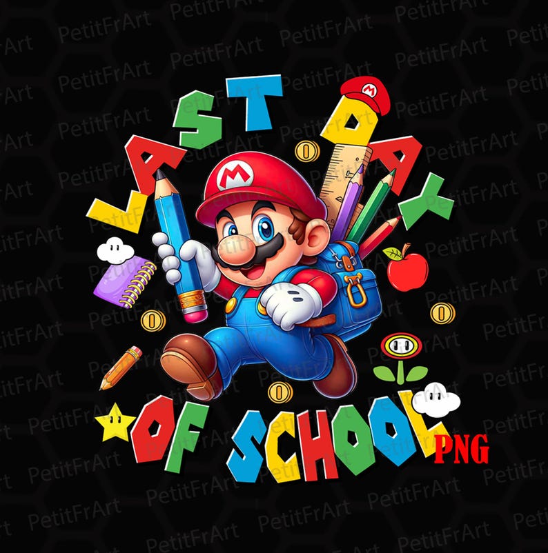 Mario Happy Last Day of School Png, Last Day Autograph 2025 Png ...