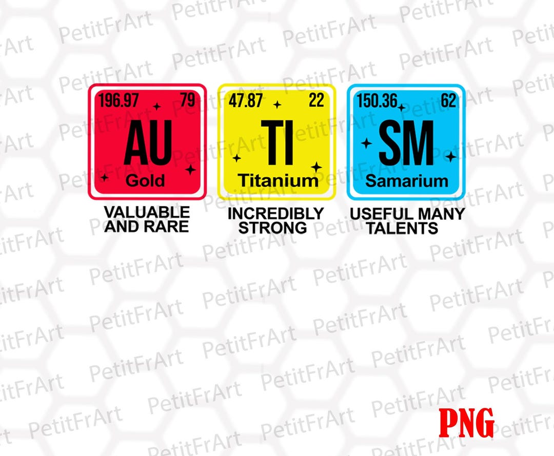 Autism Periodic Table Png, Autism Awareness Png, Autism Support Gift ...