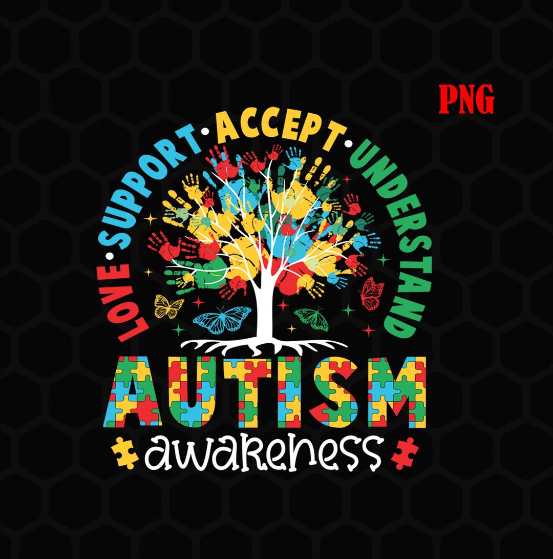 Autism Awareness Tree Love Support Accept Understand Digital PNG. - Etsy