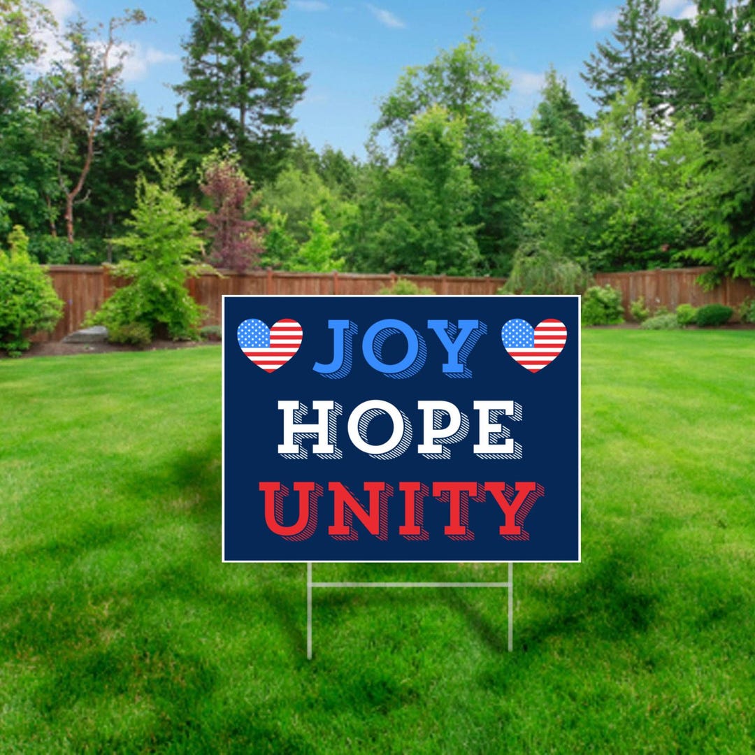 Joy Hope Unity Yard Sign 24x18 With Metal H-stake, 4mm Corrugated ...