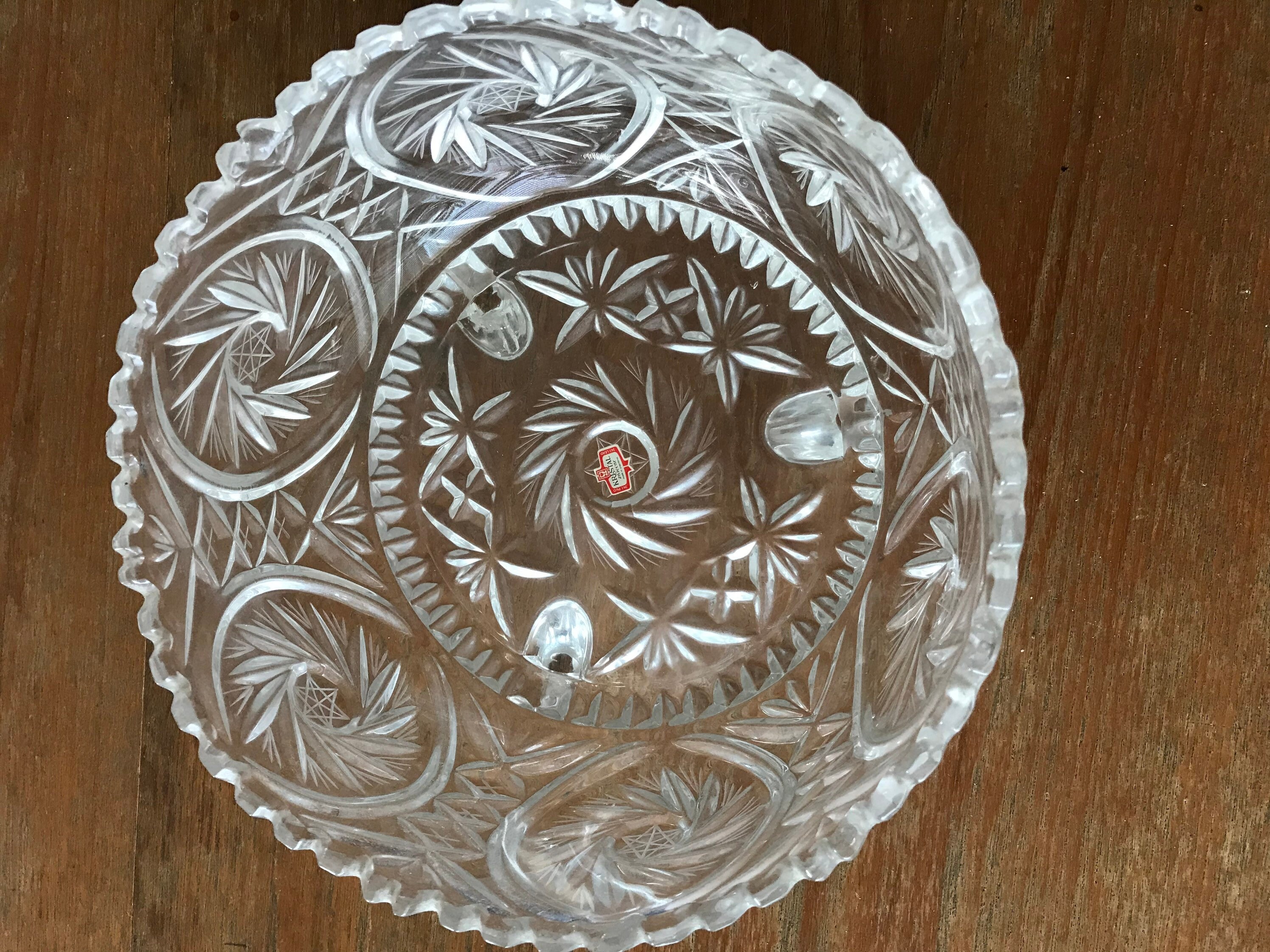 Crystal Zajecar Large Footed Bowl Pinwheel Pattern - Etsy