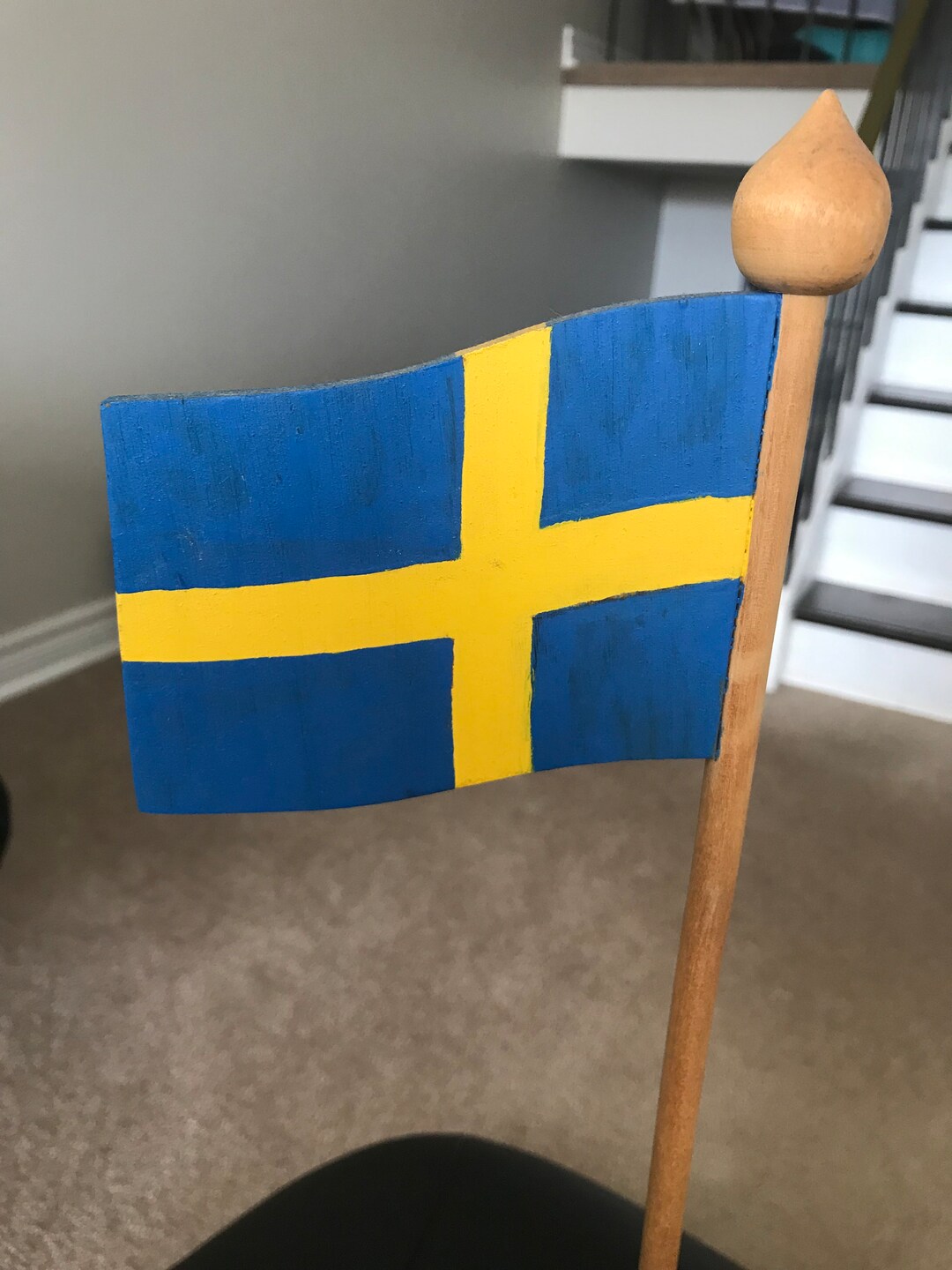 Swedish Wooden Flag on Pole With Base - Etsy