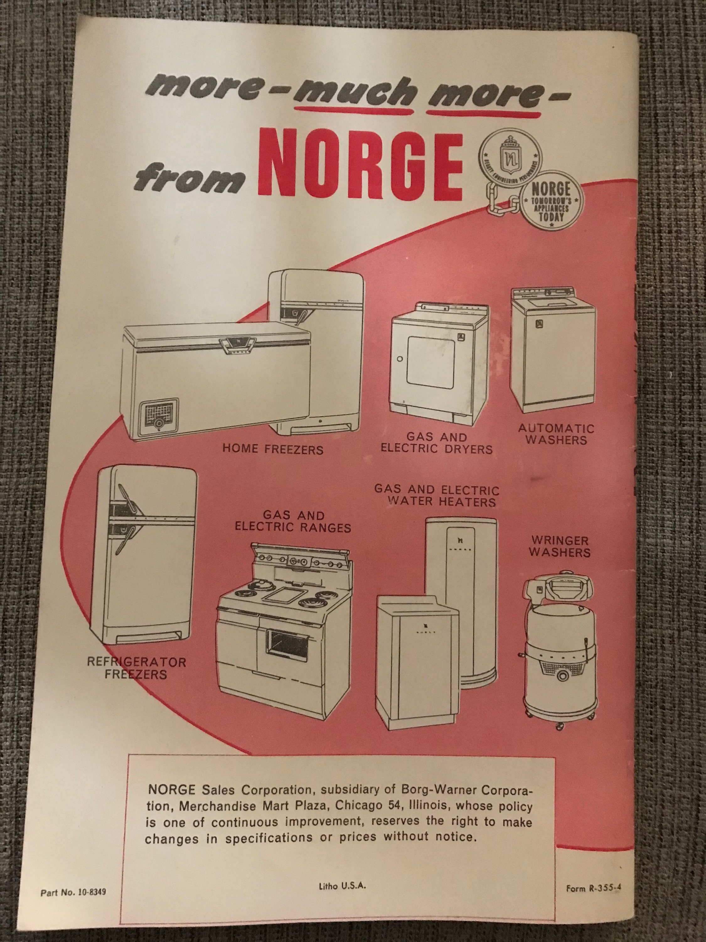 Refrigerator Manual Norge Model C-1280 & C1060 - Etsy