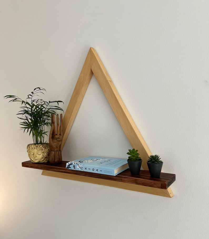 Triangle Floating Wall Wooden Shelf - Wall Decor - Etsy
