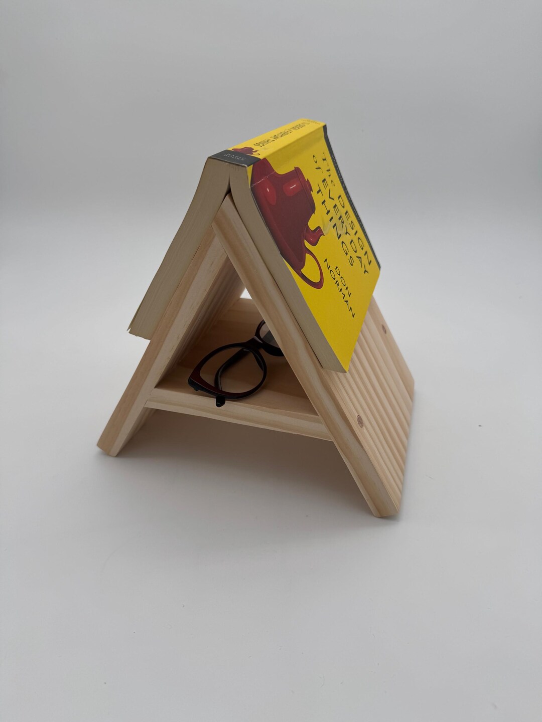 Wooden Book Rest and Glasses Holder – Minimalist Book Stand for Reading ...