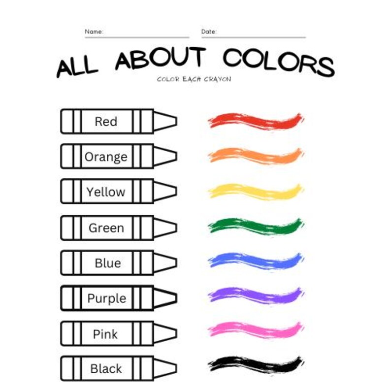 All About Colors Pre-k/kindergarten Worksheet - Etsy