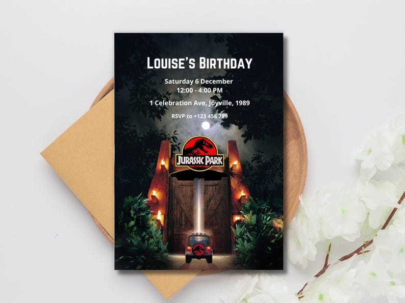 Editable Invitation Digital Template Jurassic Park Birthday Invitation Template Dinosaur Party ...