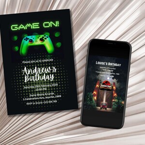 Editable Video Game Party Invitation Level up Birthday Invite Gamer Boy ...