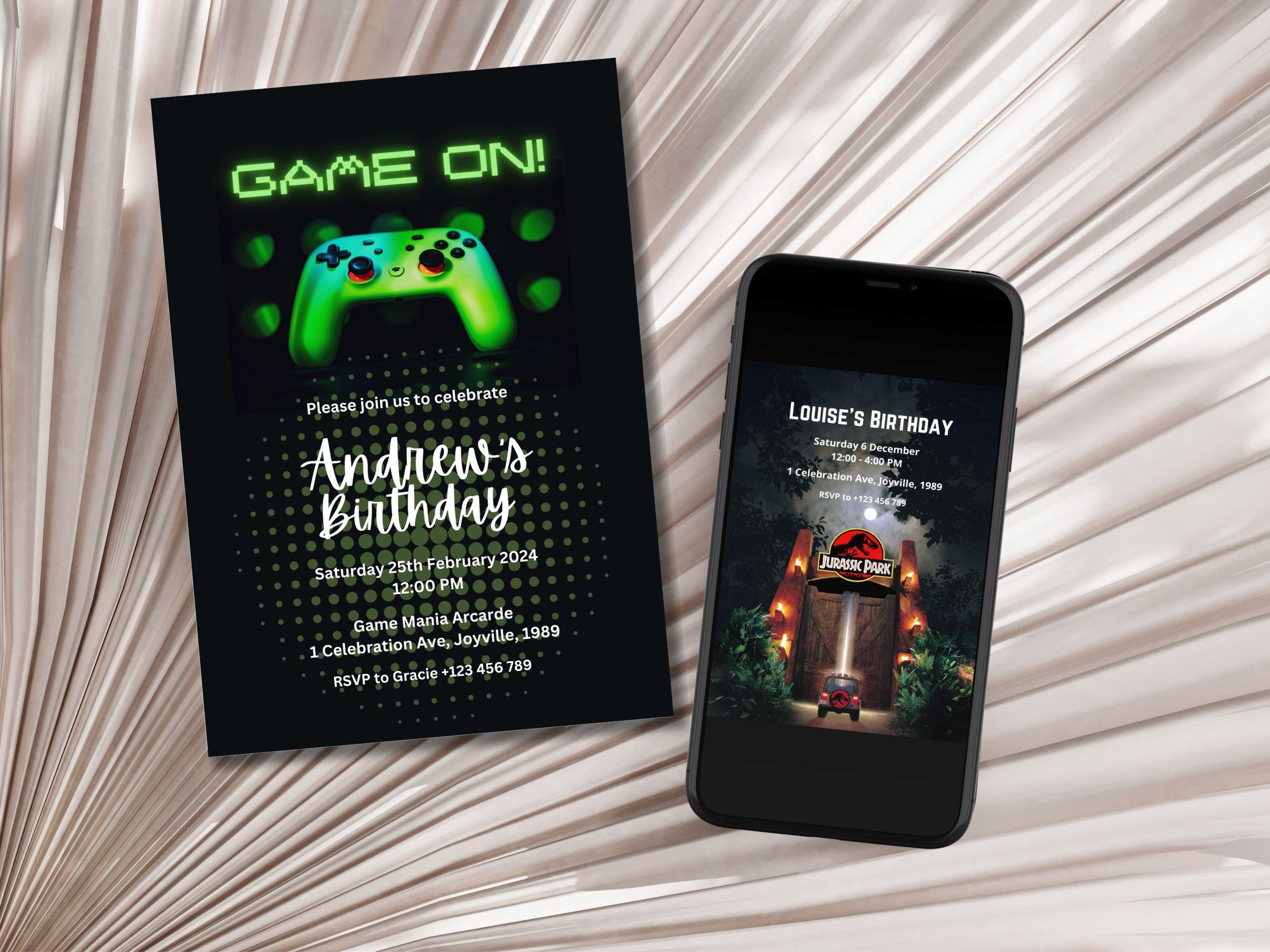 Editable Video Game Party Invitation Level up Birthday Invite Gamer Boy ...